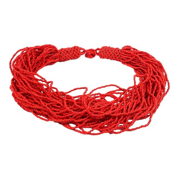 Vintage | Jewelry | Vintage Torsade Necklace Red Glass Bead Choker Mcm ...